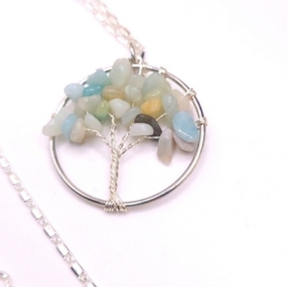 Jewelry | Twisted Silver And Natural Pebble Stone Tree Of Life Necklace ...